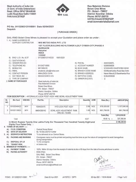 Metso Po No 0001 Pdf