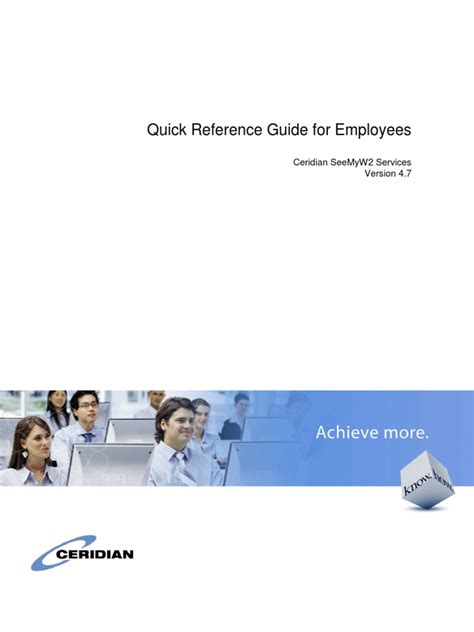 Seemyw2 Employee Quick Reference Guide Pdf Irs Tax Forms Password