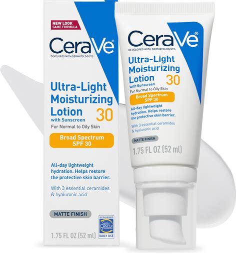 Cerave Ultra Light Moisturizing Lotion With Spf 30 Daily Face Moisturizer With Spf