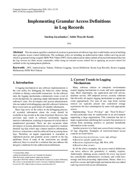 pdf implementing granular access definitions in log records