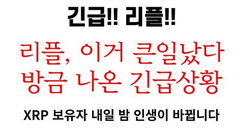 리플 대박입니다 리플 이거 큰일났다 방금 나온 긴급상황 Xrp 보유자 내일 밤 인생이 바뀝니다 리플 리플코인 리플전망