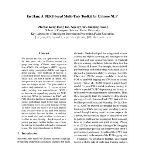 Fasthan A Bert Based Multi Task Toolkit For Chinese Nlp Acl Anthology