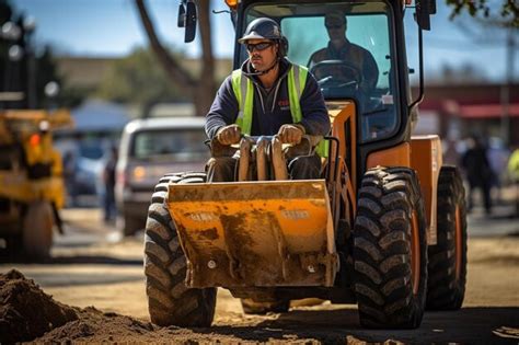 Premium Photo Grader Operator Wearing Protective Gear While Working Best Grader Picture