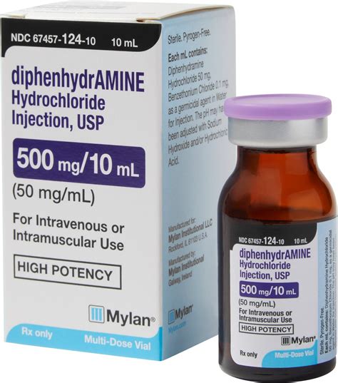Diphenhydramine Hcl Generic Injection 50mg Ml 10 Ml 1 Vial