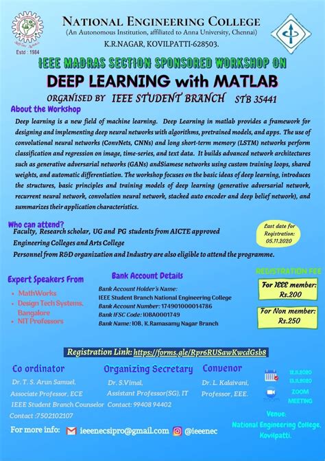 Deep Learning With MATLAB National Engineering College Kovilpatti Workshop Kovilpatti