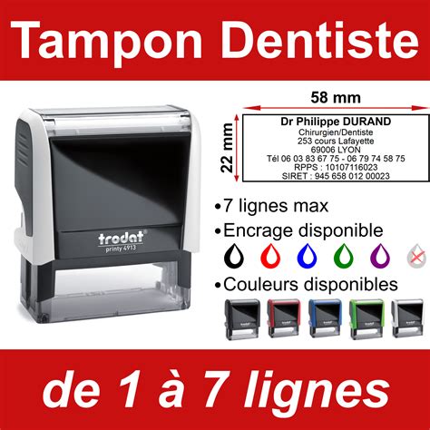 Tampon Encreur Pour Dentiste 7 Lignes Tampon Personnalisé