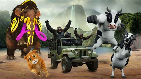 Gorilla Vs Cow Saved By Woolly Mammoth Battle Youtube