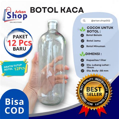 Jual Botol Bensin Kaca Eceran 1 Liter Isi 12pcs Shopee Indonesia