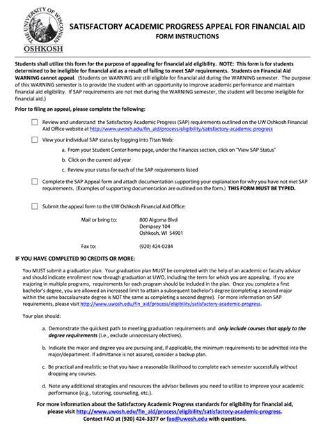 Satisfactory Academic Progress Sap Appeal University Of Fill Out