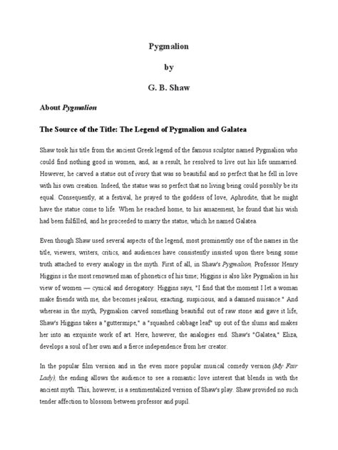 Pygmalion Pdf Pygmalion Play
