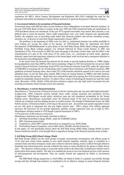 Self Help Group Shg Bank Linkage Model A Viable Tool For Financial Inclusion Pdf