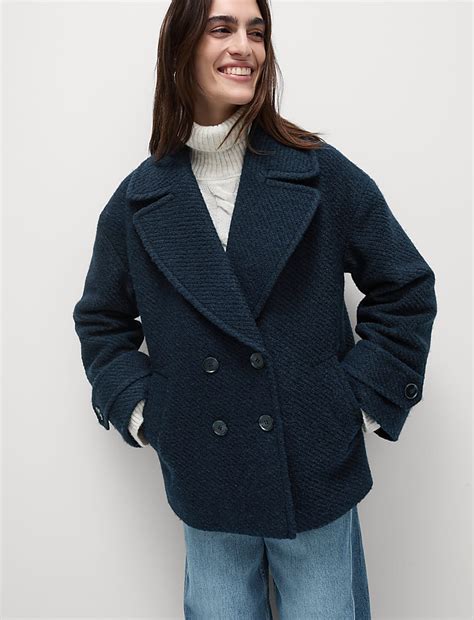 Buy Double Breasted Short Peacoat With Wool At Marks And Spencer