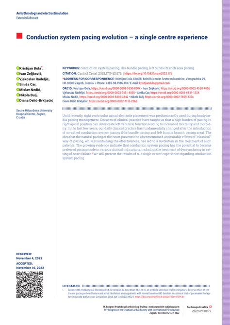 Pdf Conduction System Pacing Evolution A Single Centre Experience