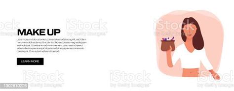 플랫 만화 스타일의 개념 다채로운 벡터 일러스트레이션을 메이크업 헤드 라인 웹 배너에 대한 미용 바디 케어 및 화장품 관련 현대