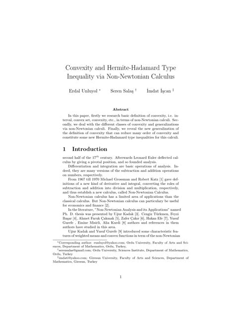 Pdf Convexity And Hermite Hadamard Type Inequality Via Non Newtonian Calculus