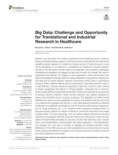 Pdf Big Data Challenge And Opportunity For Translational And