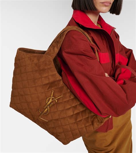 Icare Cassandre Medium Suede Tote Bag In Brown Saint Laurent Mytheresa