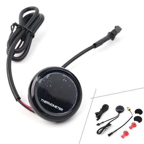 Zs Red Lcd Digital Thermometer Water Temperature Sensor Gauge Display Motorbike Universal