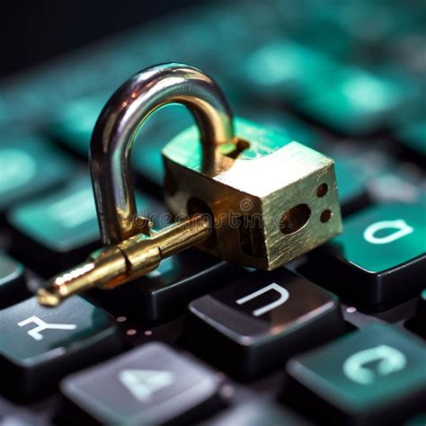 Lose Up Of The Lock On The Keyboard Cyber Security Generative Ai Stock Illustration