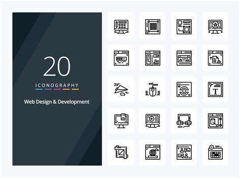 20 Web Design And Development Outline Icon For Presentation 18635434 Vector Art At Vecteezy