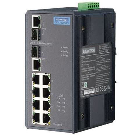 EKI 7629CPI Advantech 8 2G Combo Port Gigabit Unmanaged Industrial Ethernet PoE Switch BellEquip