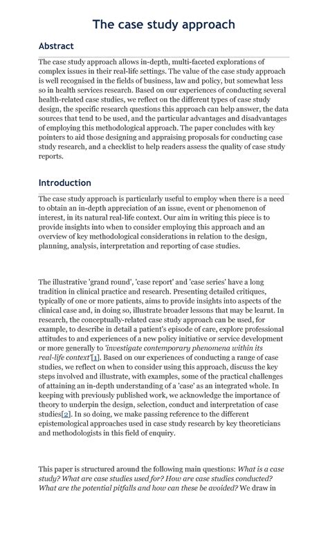 The Case Study Approach The Case Study Approach Abstract The Case