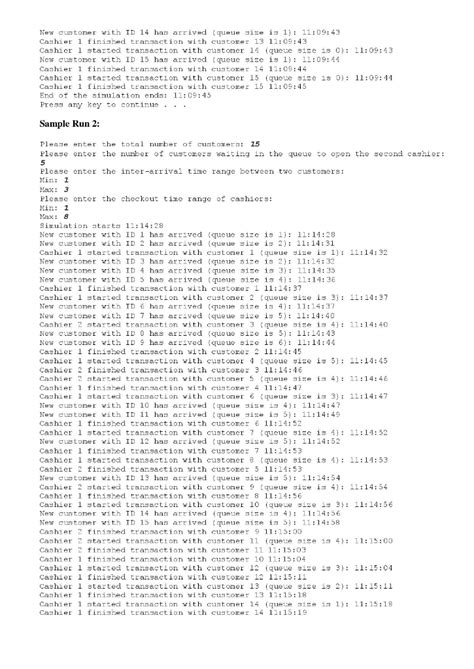 Homework 8 Simulation Of Grocery Store Checkout