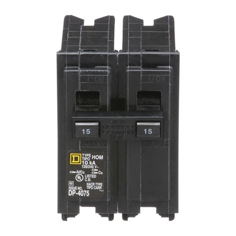 Square D Homeline 15 Amp Double Pole Circuit Breaker For Residential