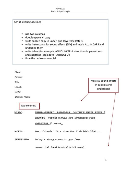 Example Radio Script Tutorial Sample Adv Radio Script Example