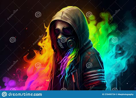 Conception Of A Hacker With Color Smoke In Background Stock Illustration Illustration Of