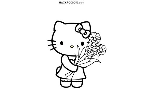 Hello Kitty Flower Coloring Pages
