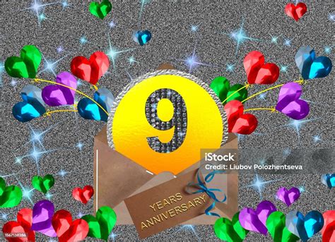 3d 그림 9 기념일 축제 배경에 황금 숫자입니다 기념일 축하 파티를 위한 포스터 또는 카드 9에 대한 스톡 사진 및 기타 이미지 Istock