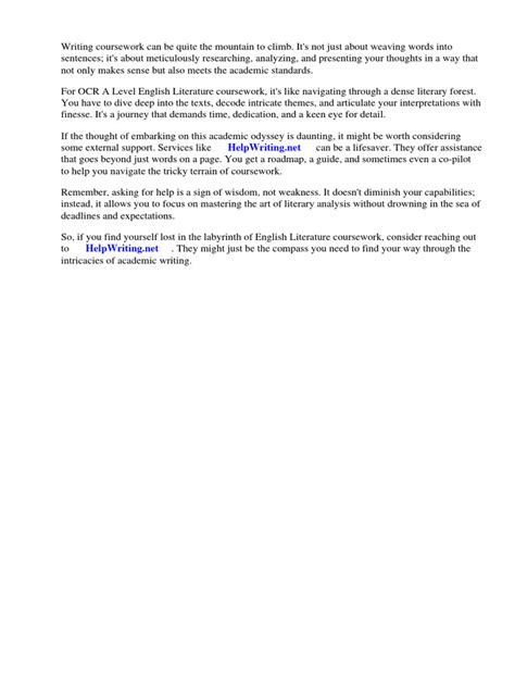 Ocr A Level English Literature Coursework Examples Pdf Facebook Linked In