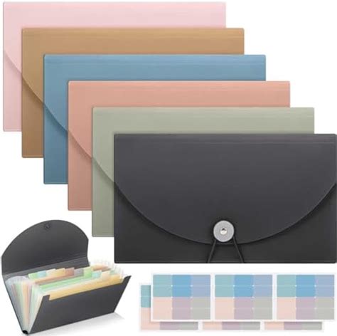 Geyoga 6 Pack 13 Pockets Expanding File Folder Small File Folder Mini Expandable