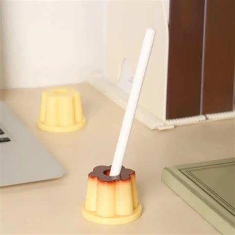 귀여운 푸딩 펜 미끄럼 방지 펜 휴대용 젤리 모양 연필꽂이 귀여운 미니 데스크탑 정리함 스탠드 학생용 헤비 듀티 위시버킷