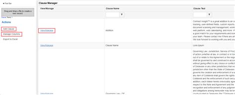 clause library management master reference data management and setup