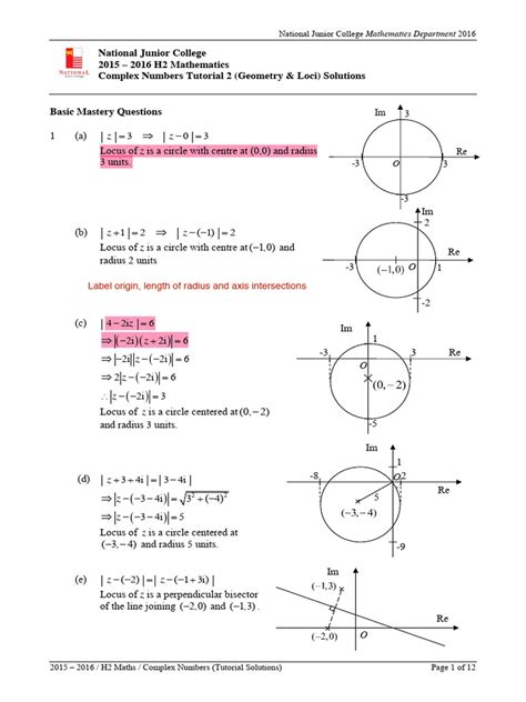 complex numbers tutorial 2 solns download free pdf circle
