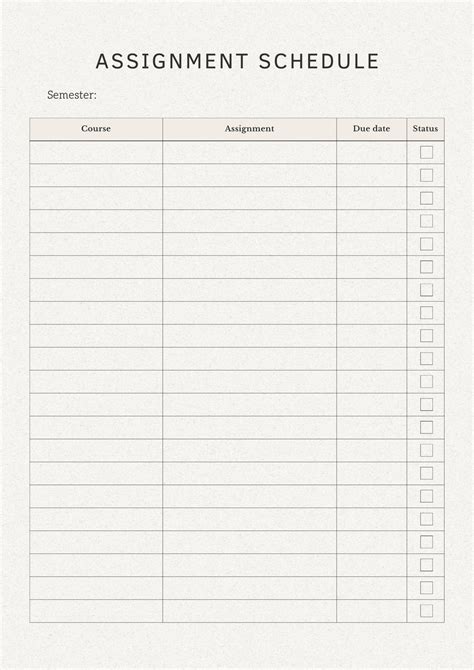 Assignment Schedule University Planner Homework Instant Download Minimal To Do List
