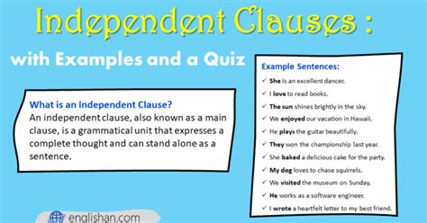 independent clauses 30 examples and a quiz englishan