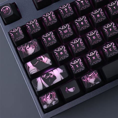 Backlit Blue Archive Keycaps Set Anime Kisaki Black Keysium