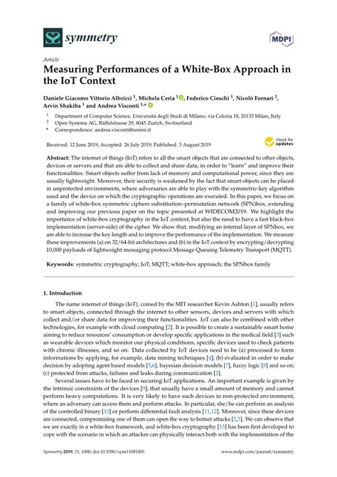 Pdf Measuring Performances Of A White Box Approach In The Iot Context