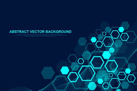 파도 함께 추상 육각 배경입니다 6 각형 분자 구조입니다 미래 기술 과학 스타일에 배경입니다 그래픽 디자인에 대 한 16 진수 배경입니다 벡터 일러스트 레이 션 0명에 대한