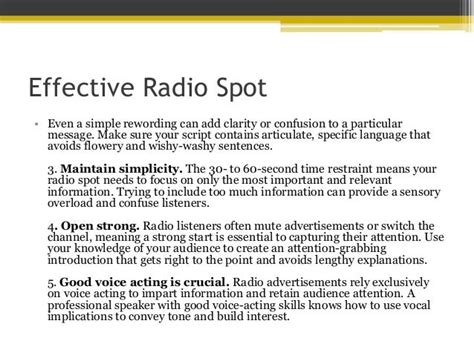 Five Tips For An Effective Radio Spot