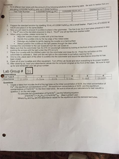 Solved Equilibrium Lab Write Up In This Experiment You Will Chegg Com