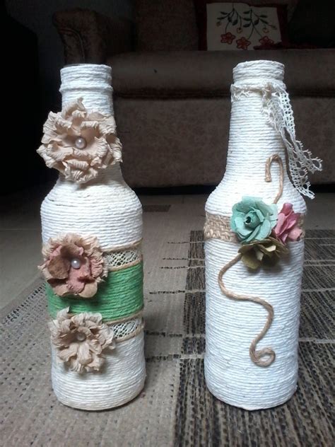 Garrafas Decoradas Com Barbante E Juta Construção E Remodelações