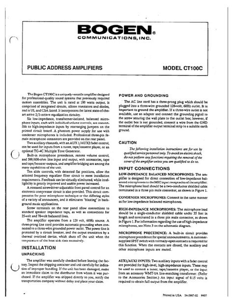 Bogen C100 Schematic