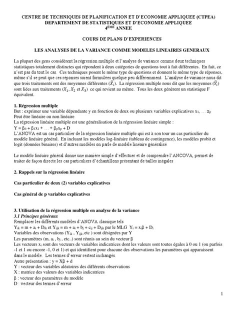 Lanova Lancova Et Le Modele Lineaire General 080820 Pdf Analyse