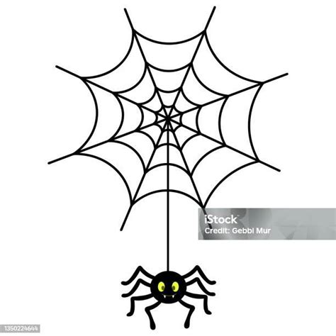 거미는 웹을 짜는다 실루엣 곤충은 얇은 실에 매달려 있습니다 영리한 사냥꾼 벡터 그림입니다 끈적 끈적한 피해자 함정 귀여운 이빨 사냥꾼의 매복 격리된 흰색 배경입니다 10