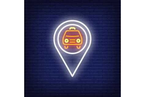 taxi geolocation neon sign white map po graphic by pch vector · creative fabrica
