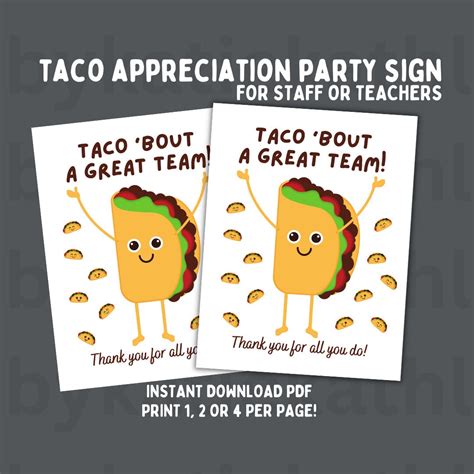 Employee Appreciation Sign Printable Taco Tuesday Sign Taco Bar T